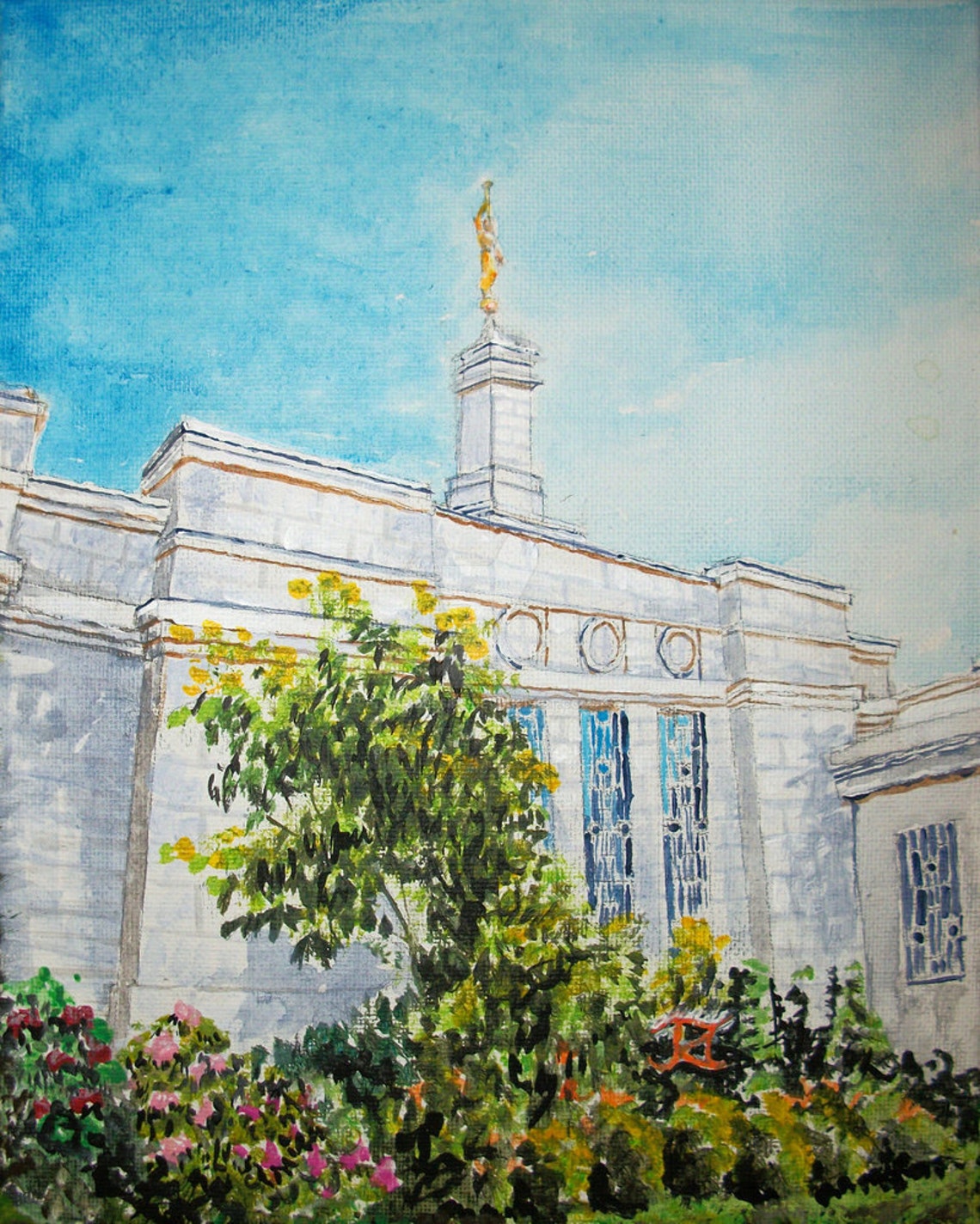 Spokane Washington LDS Temple digital Download of Original Painting by ...