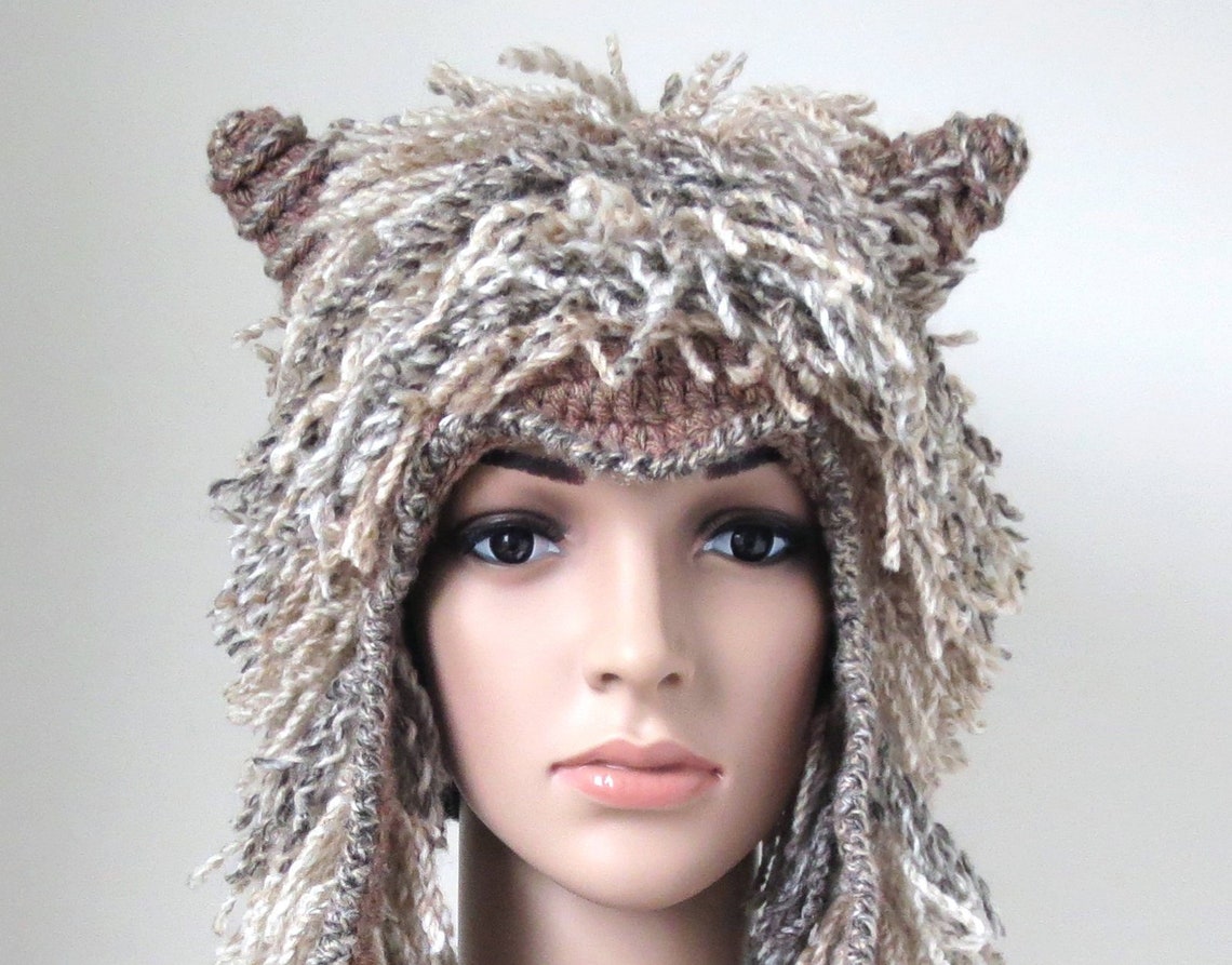 Fun Winter Hat Shaggy Animal Earflap Hat With Horns | Etsy