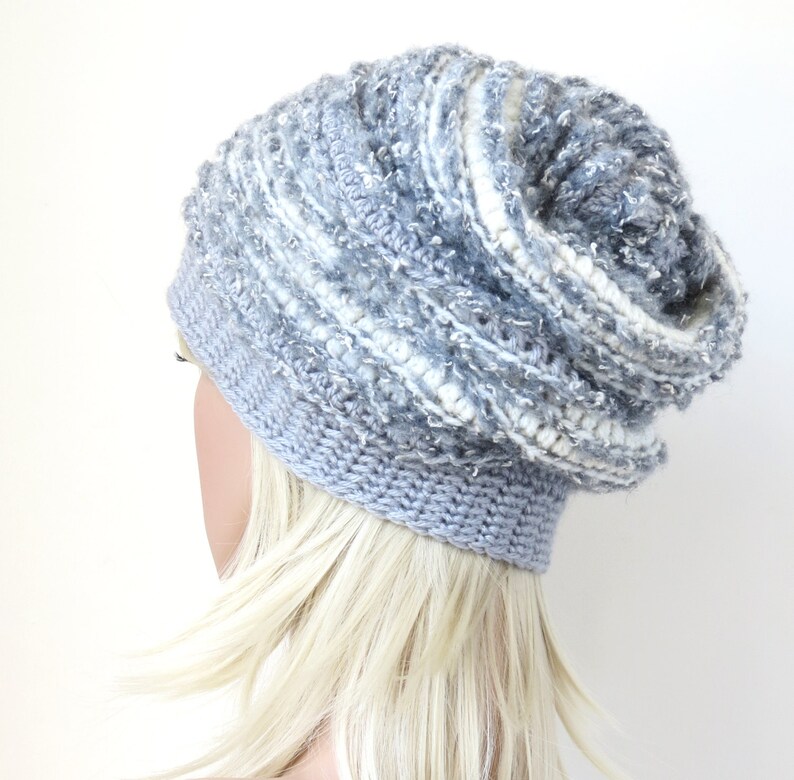Women's Winter Hat in Grey and White, Soft and Chunky Slouchy Beanie - Etsy