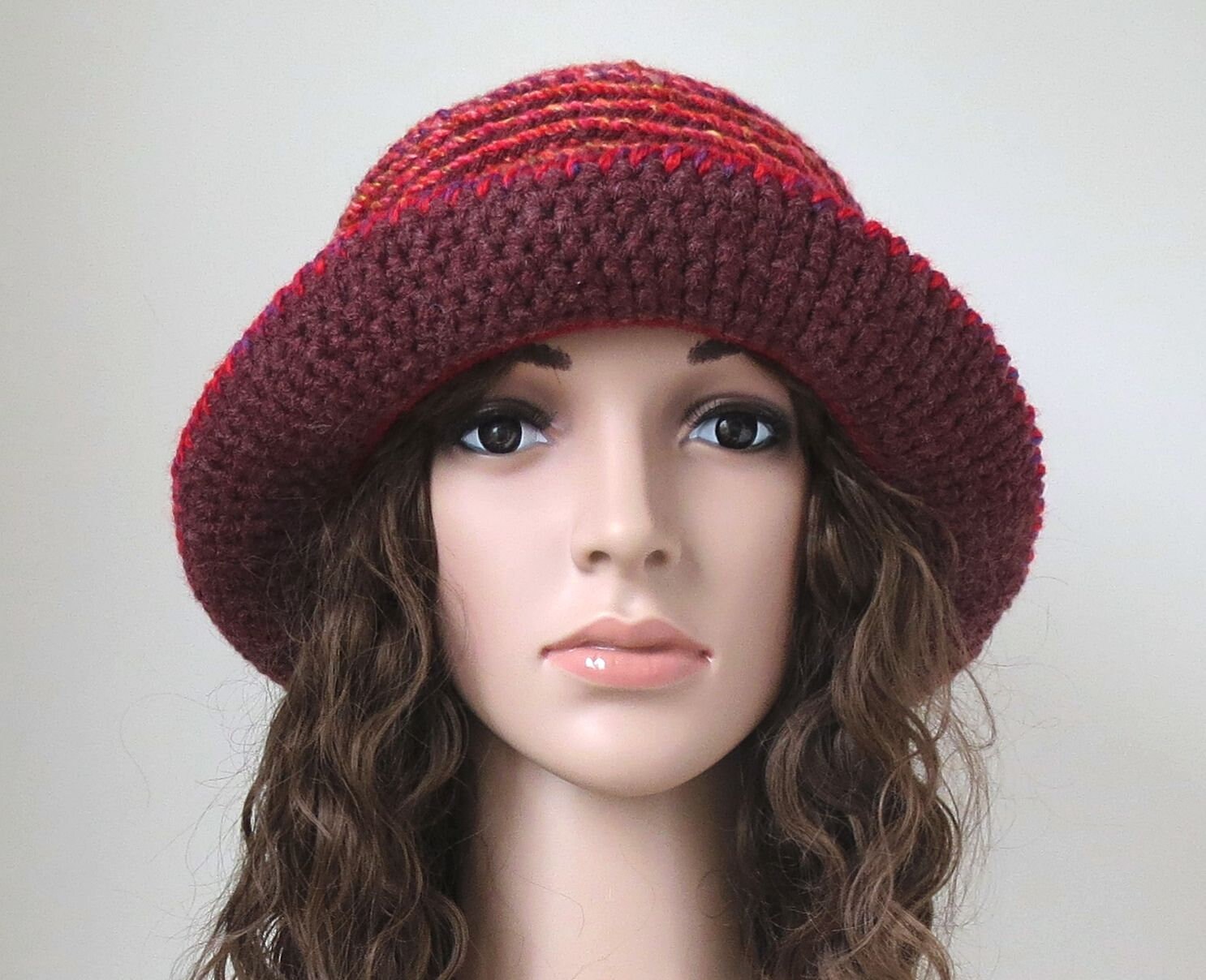Red Brim Hat Soft Wide Brimmed Boho Hat | Etsy