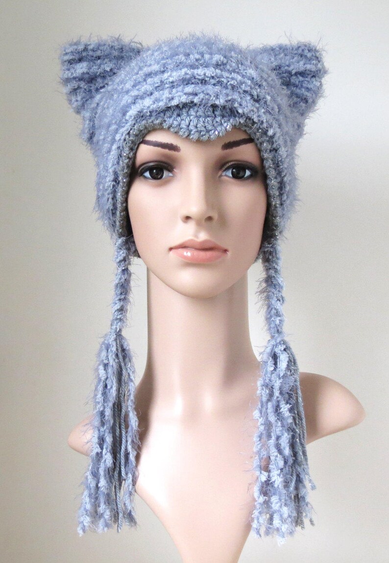 Cat Ear Hat in Grey Women's Soft and Fuzzy Winter Hat | Etsy