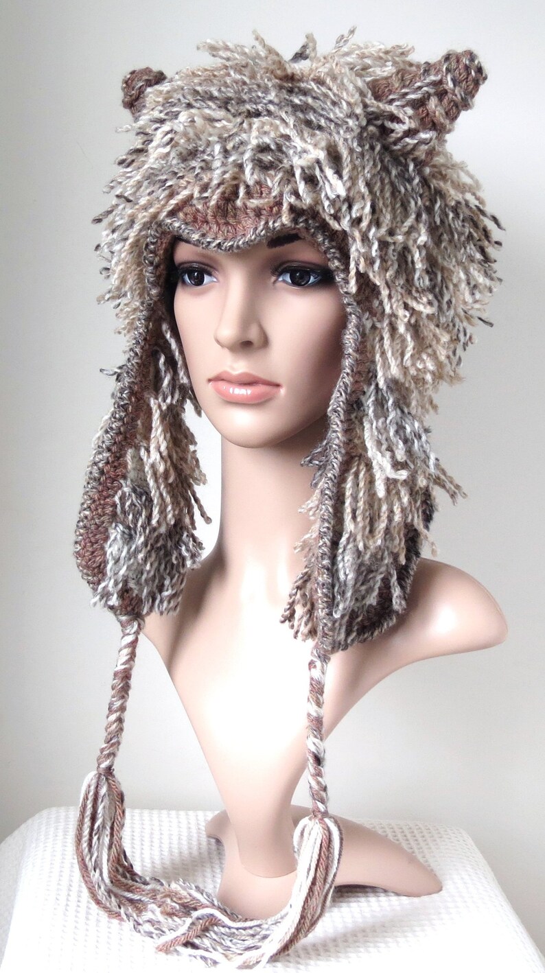 Fun Winter Hat Shaggy Animal Earflap Hat With Horns | Etsy