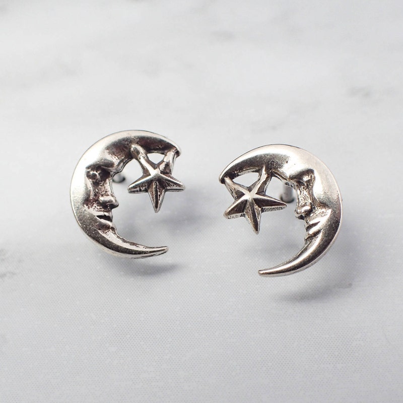 Moon Studs - Etsy