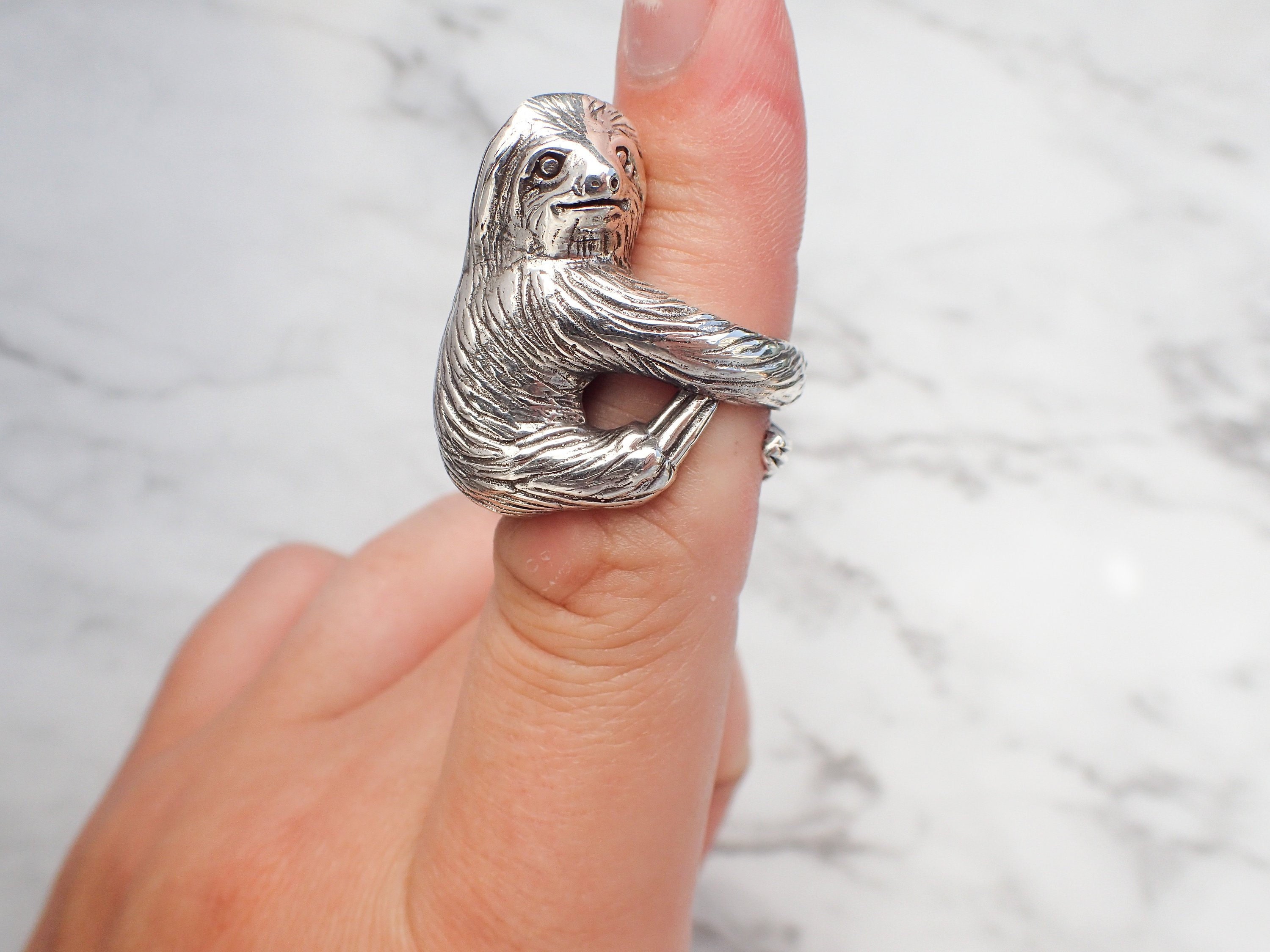 Sterling Silver Sloth Ring Unique Sloth Gift Sloth Jewelry | Etsy