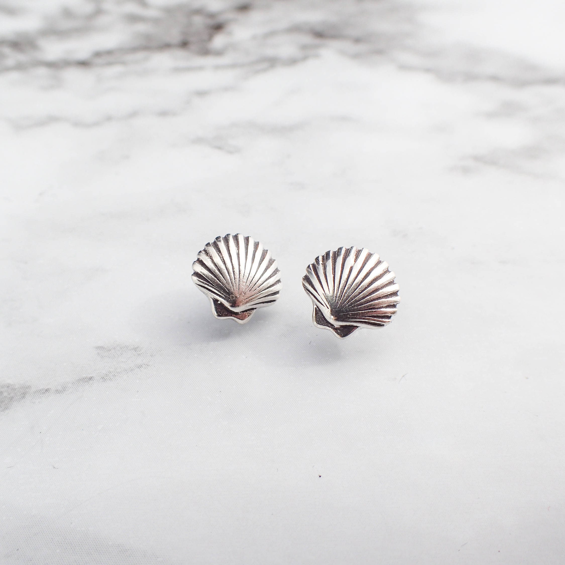 Silver Shell Stud Earrings Sea Shell Stud Earrings Tiny | Etsy
