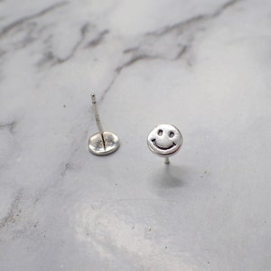 Smiley Face Earrings, Silver Smiley Face Studs, Emoji Stud Earrings, Kids Smiley Face Earrings ...