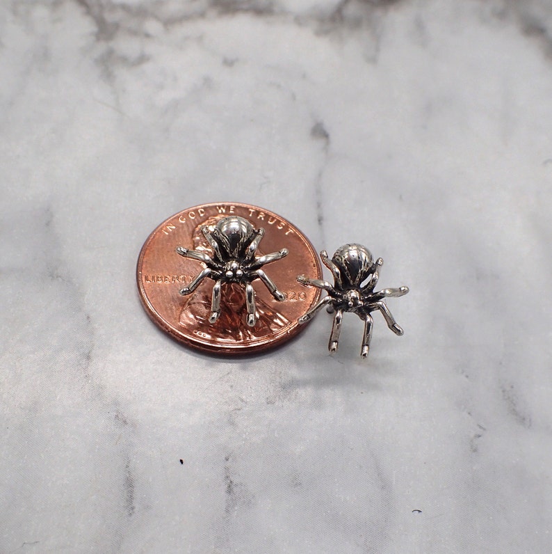 Silver Spider Stud Earrings, Tarantula Spider Earrings, Silver ...