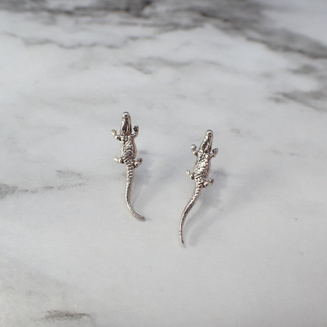 Alligator Earrings, Crocodile Earrings, Silver Alligator Studs, Gator ...