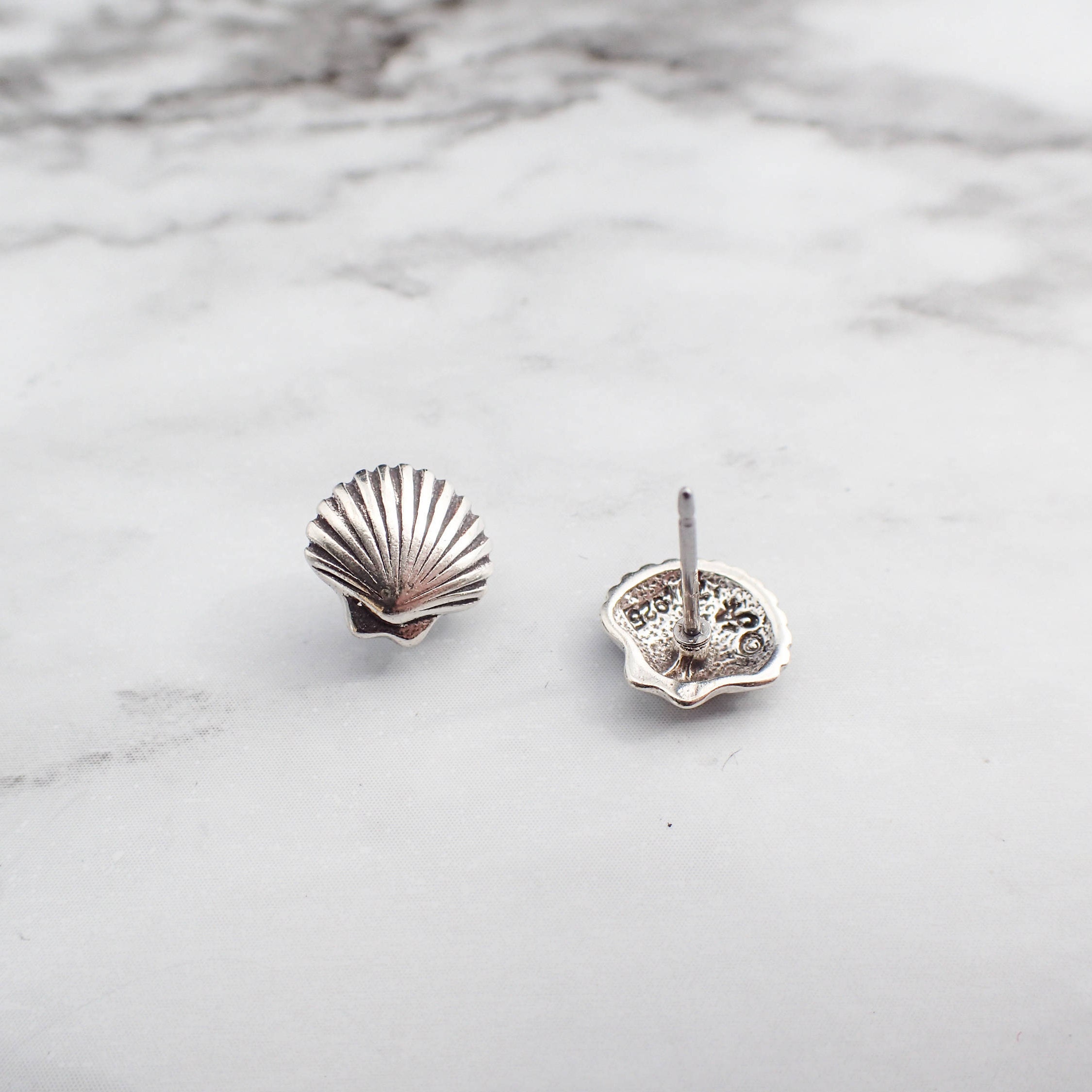Silver Shell Stud Earrings Sea Shell Stud Earrings Tiny | Etsy