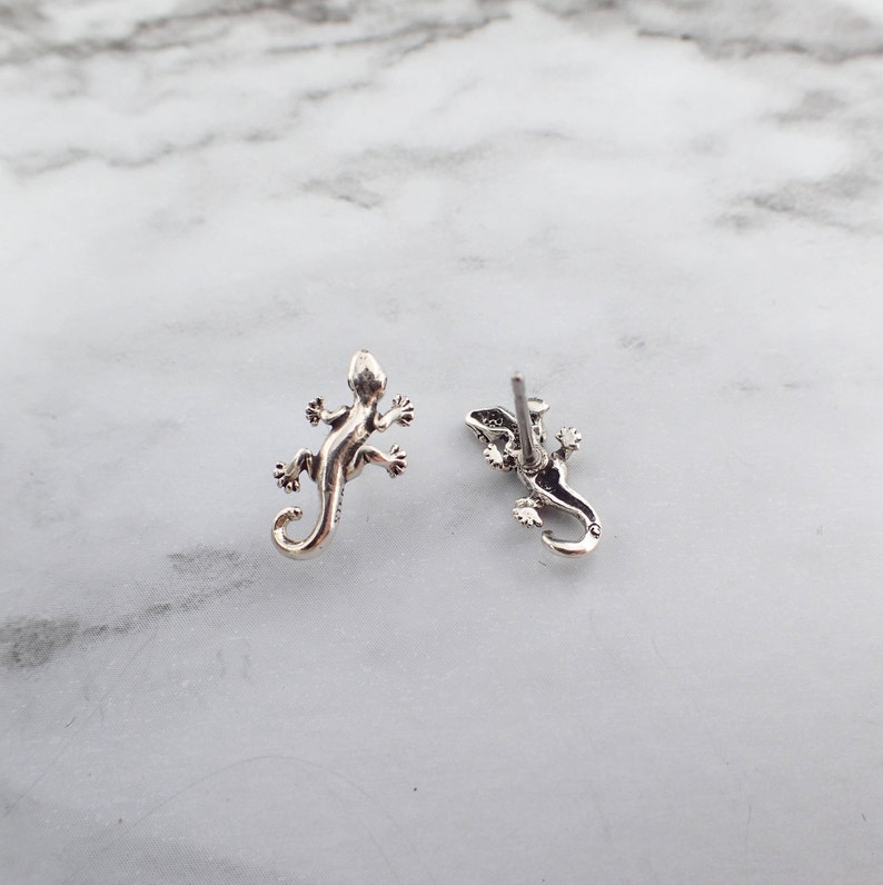 Lizard Earrings Gecko Earrings Stud Earrings Silver Lizard - Etsy