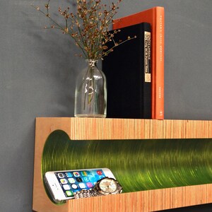 Green Shelf/wood Floating Shelf/ Bedside Table/ Modern Shelf/ Floating ...
