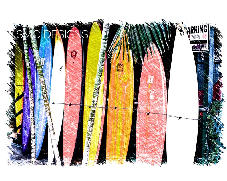 Surfboard Sketch Art, Boho Beach Art, Surfboard Photography, Vintage ...