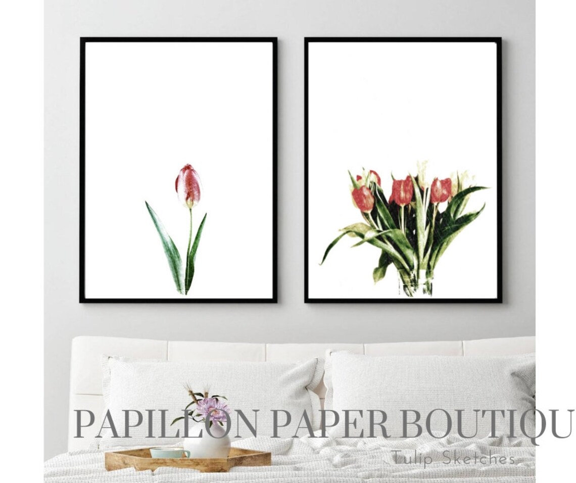 Tulip Printflower Printfloral Wall Artflowers Printtulip | Etsy
