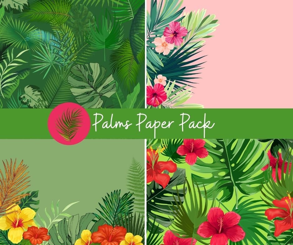 Palm Leaf Paper Pack, Tropical Paper Pack, Scrapbook Paper Pack ...