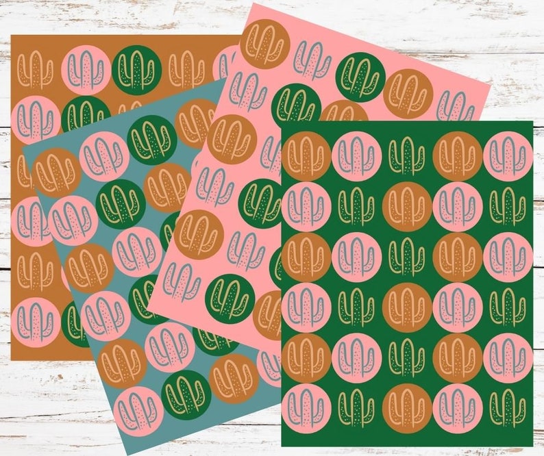 Cactus Scrapbook Paper, Boho Scrapbook Paper, Cactus Digital Paper ...