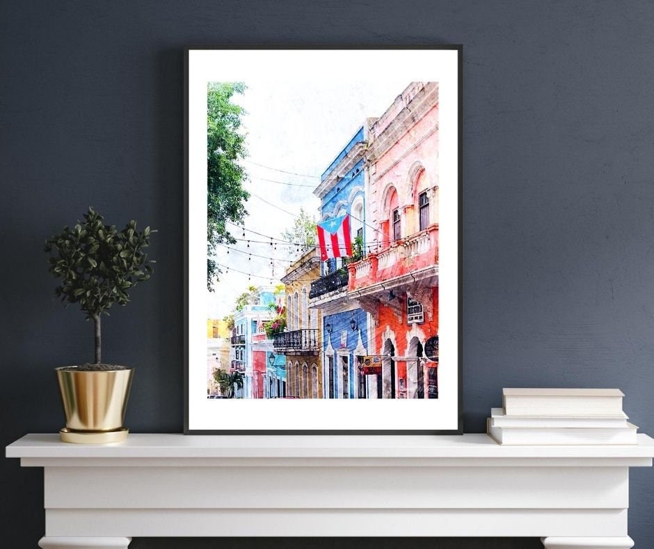 Old San Juan Puerto Rico Wall Art Painting, Digital Printable, Island ...