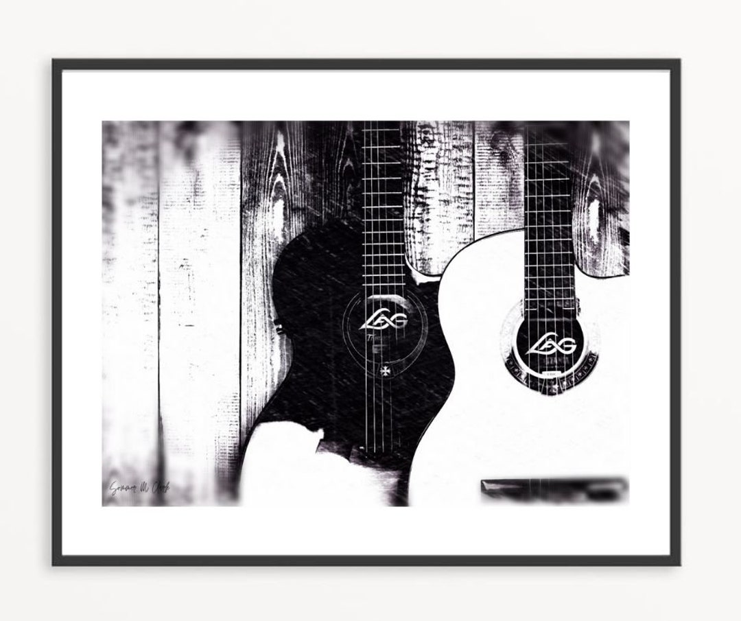Guitar Art, Guitar Photography, Guitar Sketch, Guitar Print, Retro Wall ...