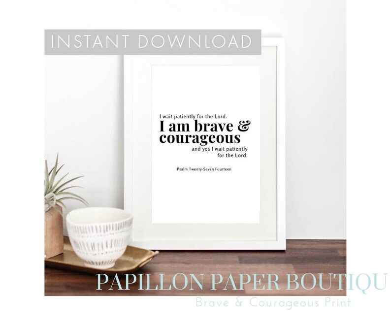 Brave & Courageous Scripture Wall Art, Brave Quote, Scripture Wall Art ...