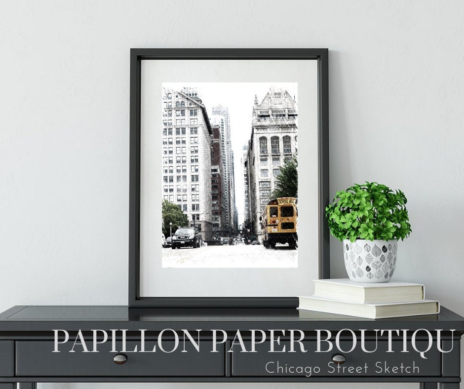 Chicago Art, Chicago Photography, Bus Scroll, Bus Art, Chicago Sketch ...