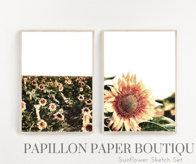 Set of Sunflower Prints, Sunflower Decor, Flower Poster, Sunflower ...