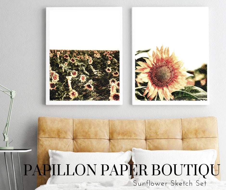 Set of Sunflower Prints, Sunflower Decor, Flower Poster, Sunflower ...