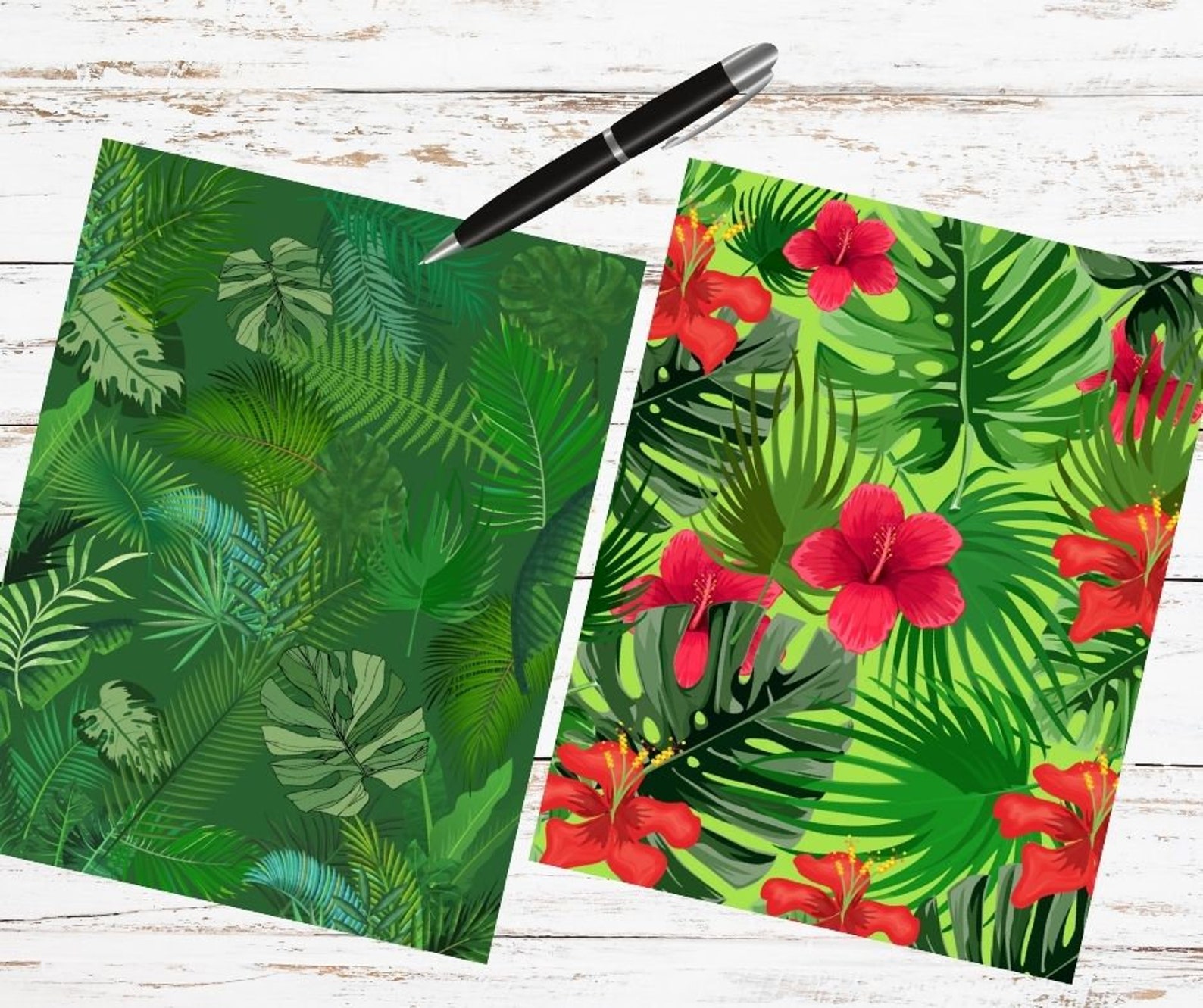 Palm Leaf Paper Pack, Tropical Paper Pack, Scrapbook Paper Pack ...