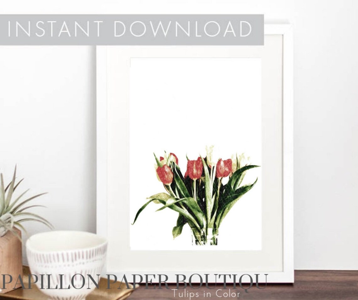Tulip Printflower Printfloral Wall Artflowers Printtulip | Etsy