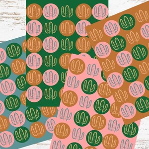 Cactus Scrapbook Paper, Boho Scrapbook Paper, Cactus Digital Paper ...
