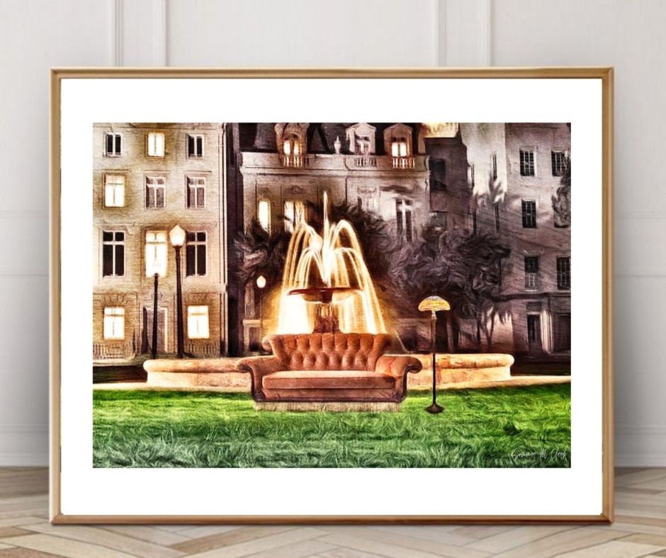 Friends TV Show Couch and Fountain Art Wall Print, Friends Show Home ...