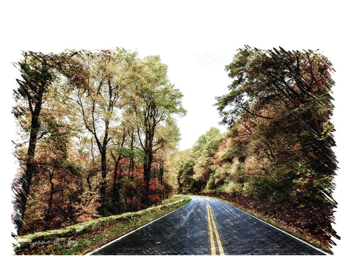 Country Road Art Work, Autumn Art, Autumn Road Sketch, Fall Decor, Fall ...