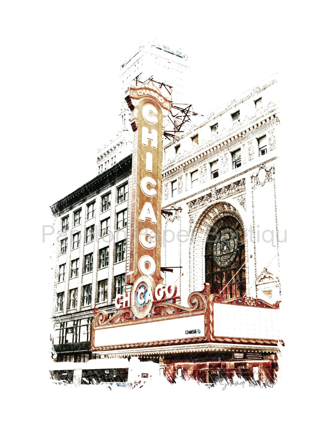 Chicago Theater Art, Chicago Theater Print, Chicago Prints, Chicago ...