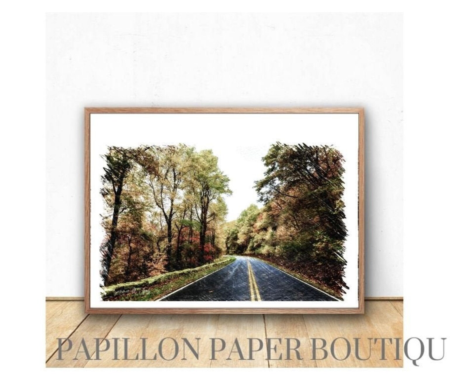 Country Road Art Work, Autumn Art, Autumn Road Sketch, Fall Decor, Fall ...
