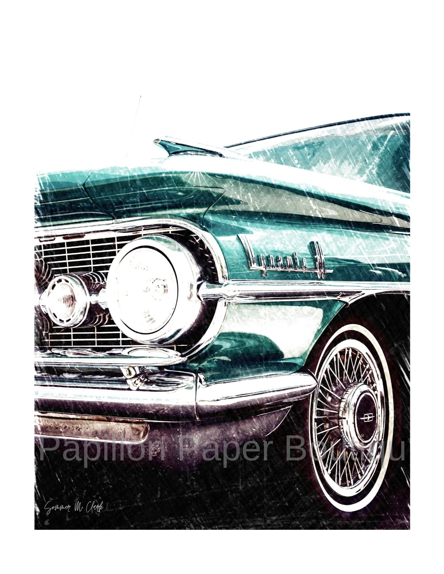 Vintage Car Print, Vintage Turquoise Car Print, Car Art, Vintage Car ...