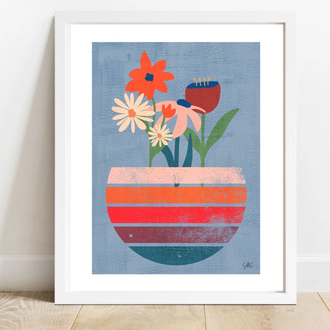 Colorful Abstract Floral Print, Boho Flower Print, Rainbow Boho Print ...