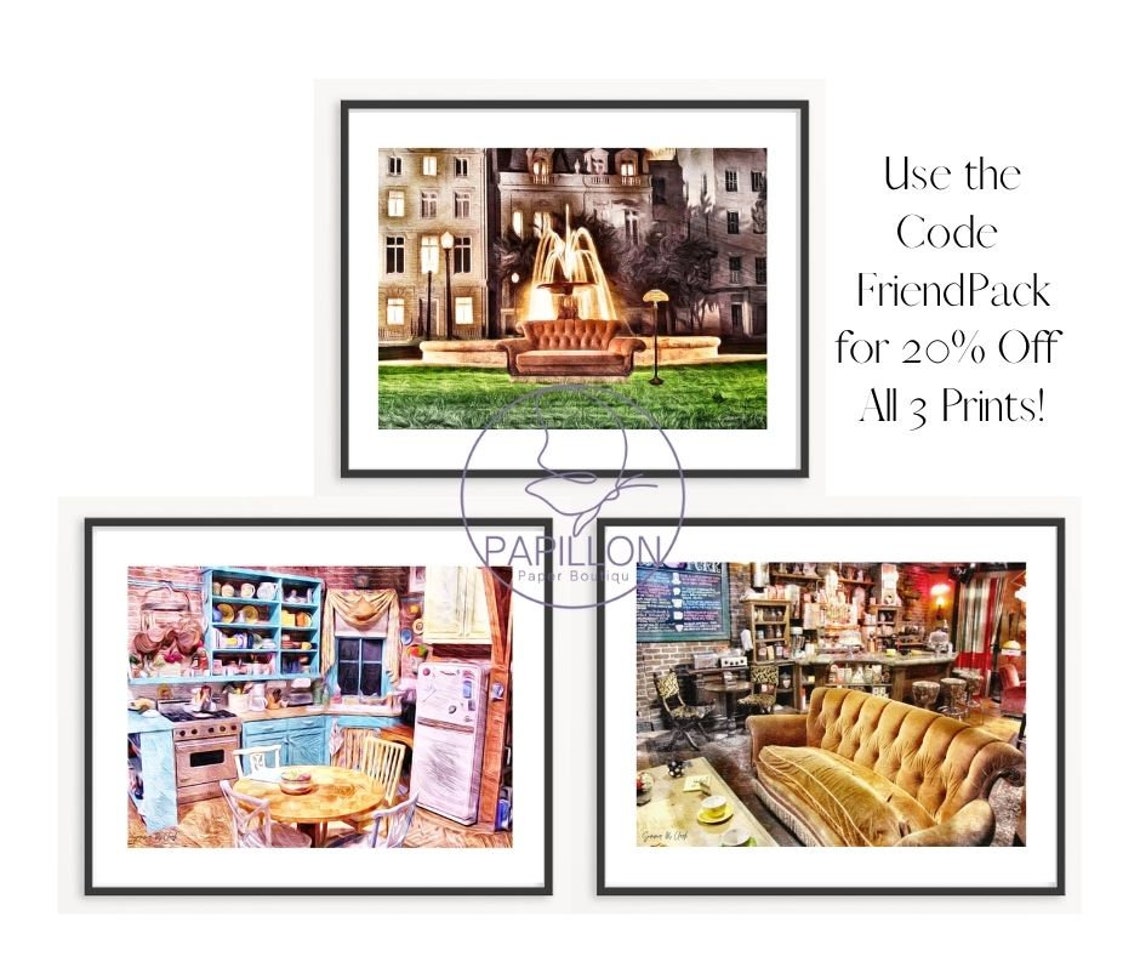 Friends TV Show Couch and Fountain Art Wall Print, Friends Show Home ...