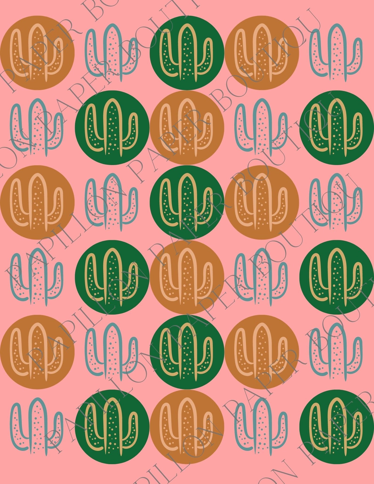 Cactus Scrapbook Paper Boho Scrapbook Paper Cactus Digital - Etsy
