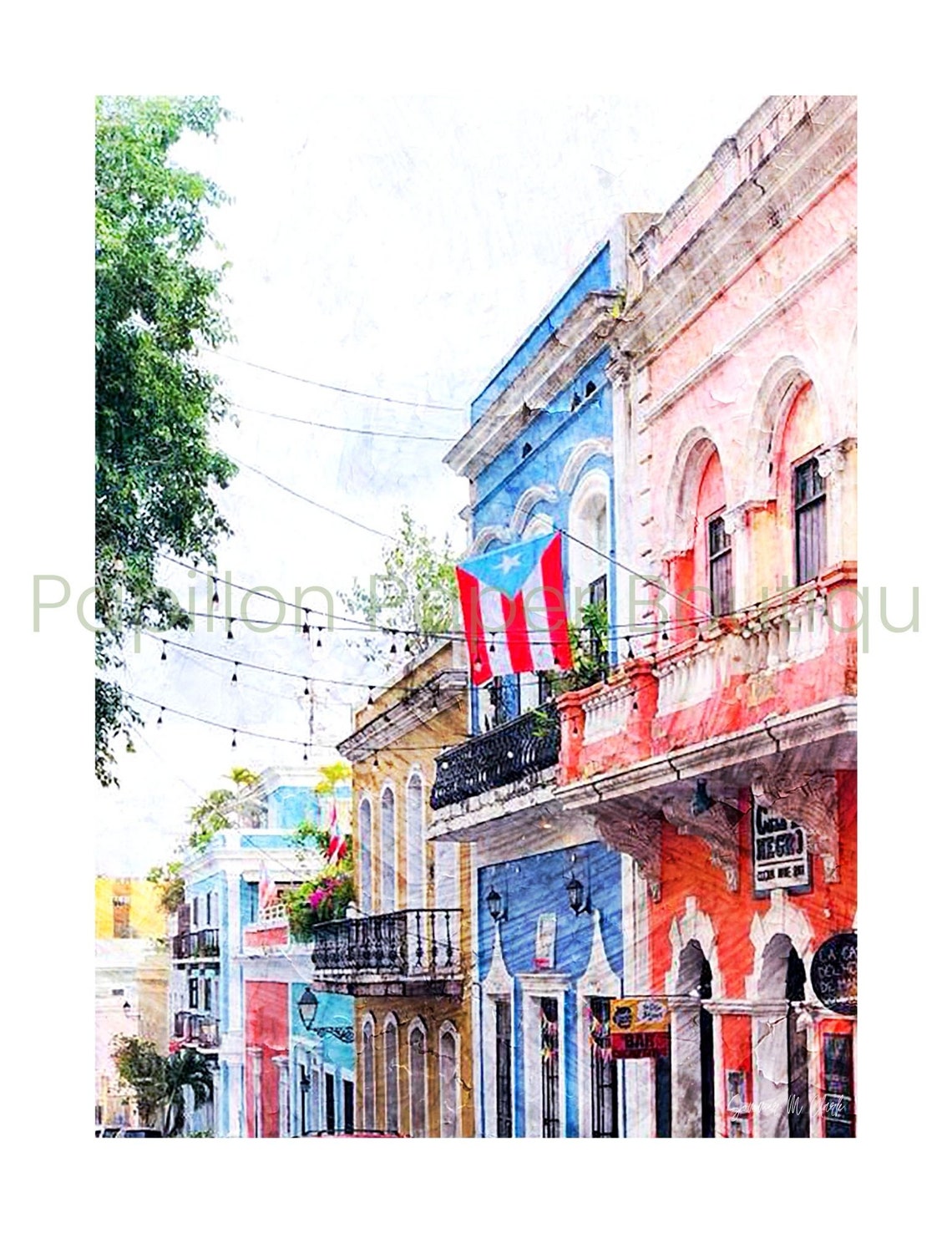 Old San Juan Puerto Rico Wall Art Painting, Digital Printable, Island ...