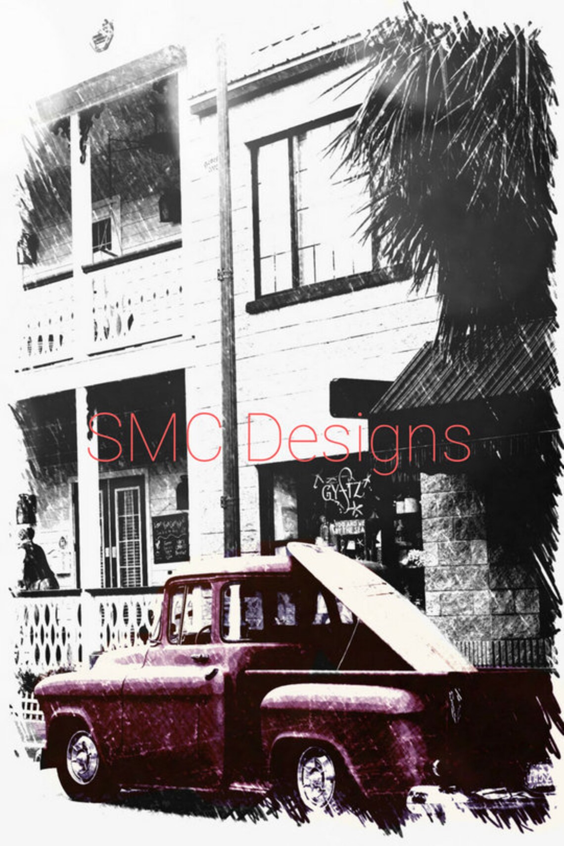 Vintage Truck, Truck Print, Surfboard Vintage Truck, Vintage Truck With ...
