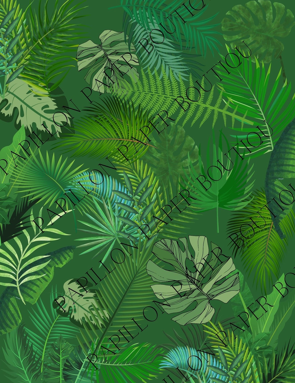 Palm Leaf Paper Pack Tropical Paper Pack Scrapbook Paper - Etsy