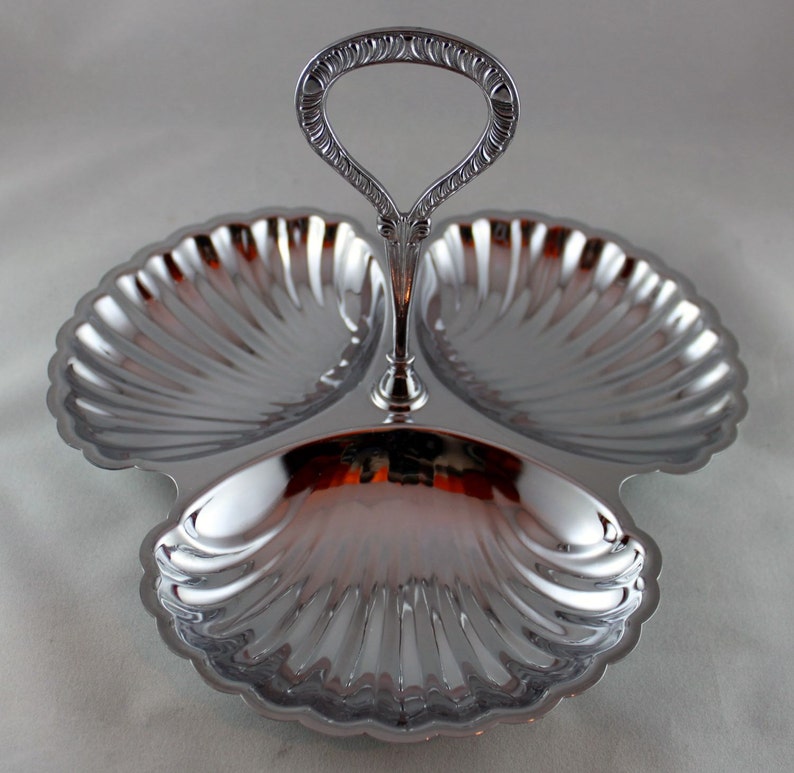 Vintage Irvinware Triple Section Chrome Tray Shell Dish - Etsy