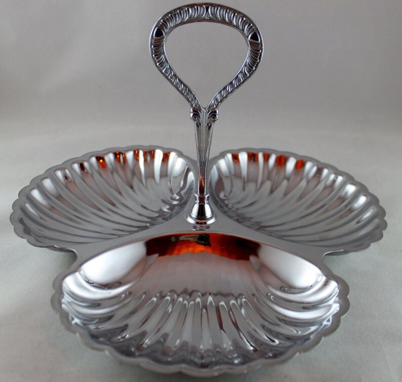 Vintage Irvinware Triple Section Chrome Tray Shell Dish - Etsy