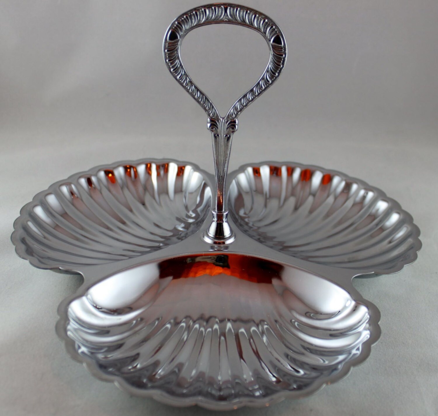Vintage Irvinware Triple Section Chrome Tray Shell Dish - Etsy