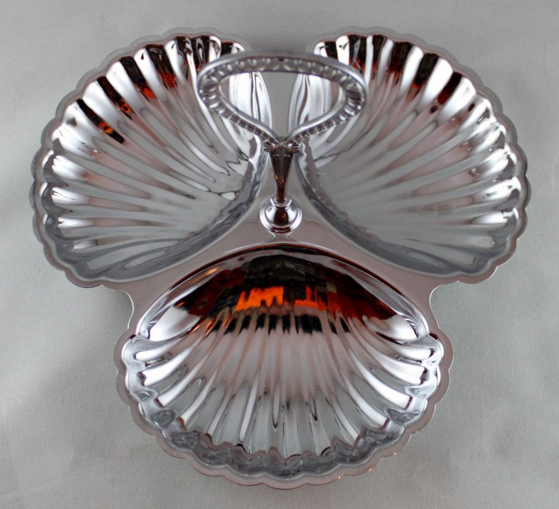 Vintage Irvinware Triple Section Chrome Tray Shell Dish - Etsy