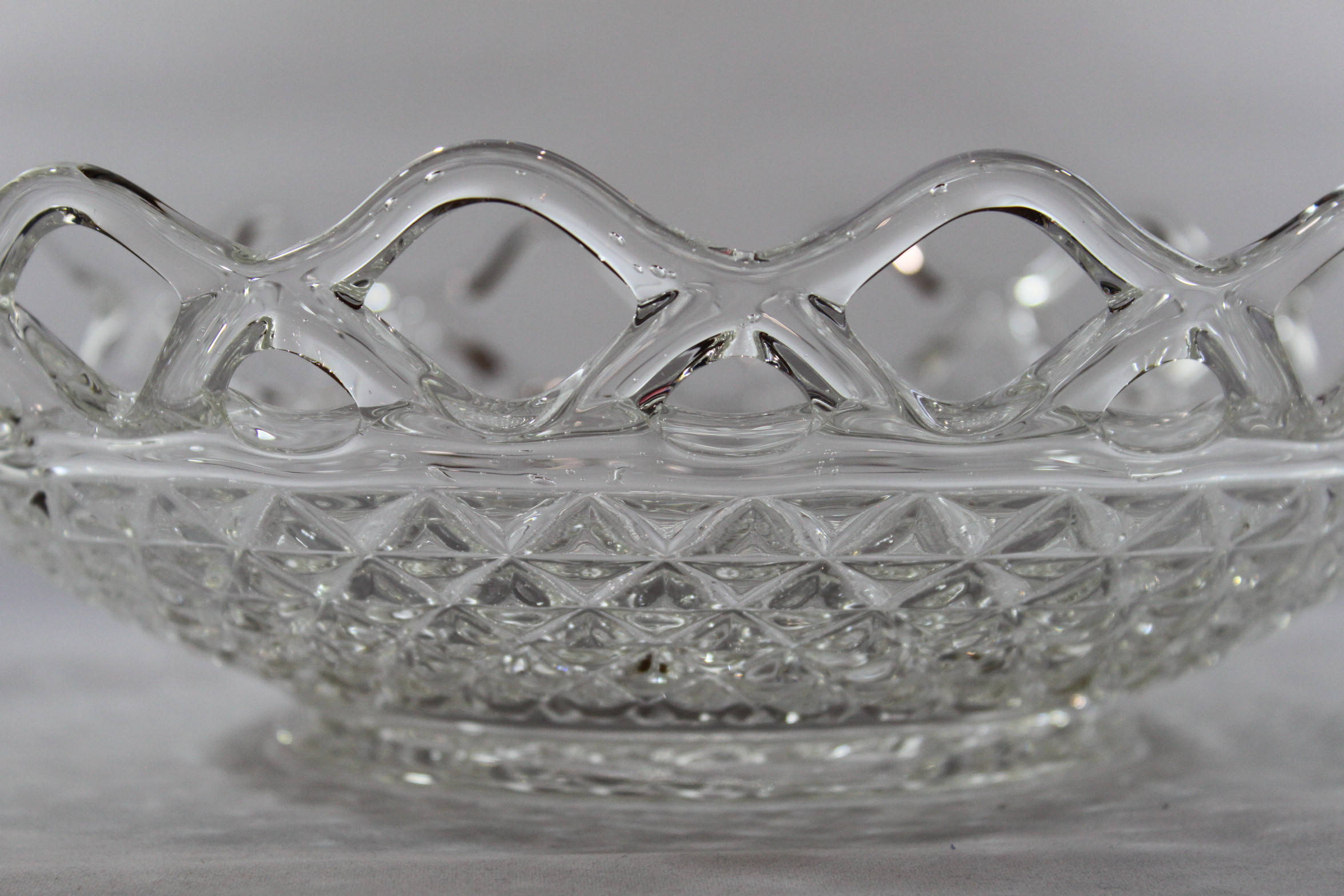 Open Lace Edge Diamond Design Clear Glass Round Bowl by - Etsy