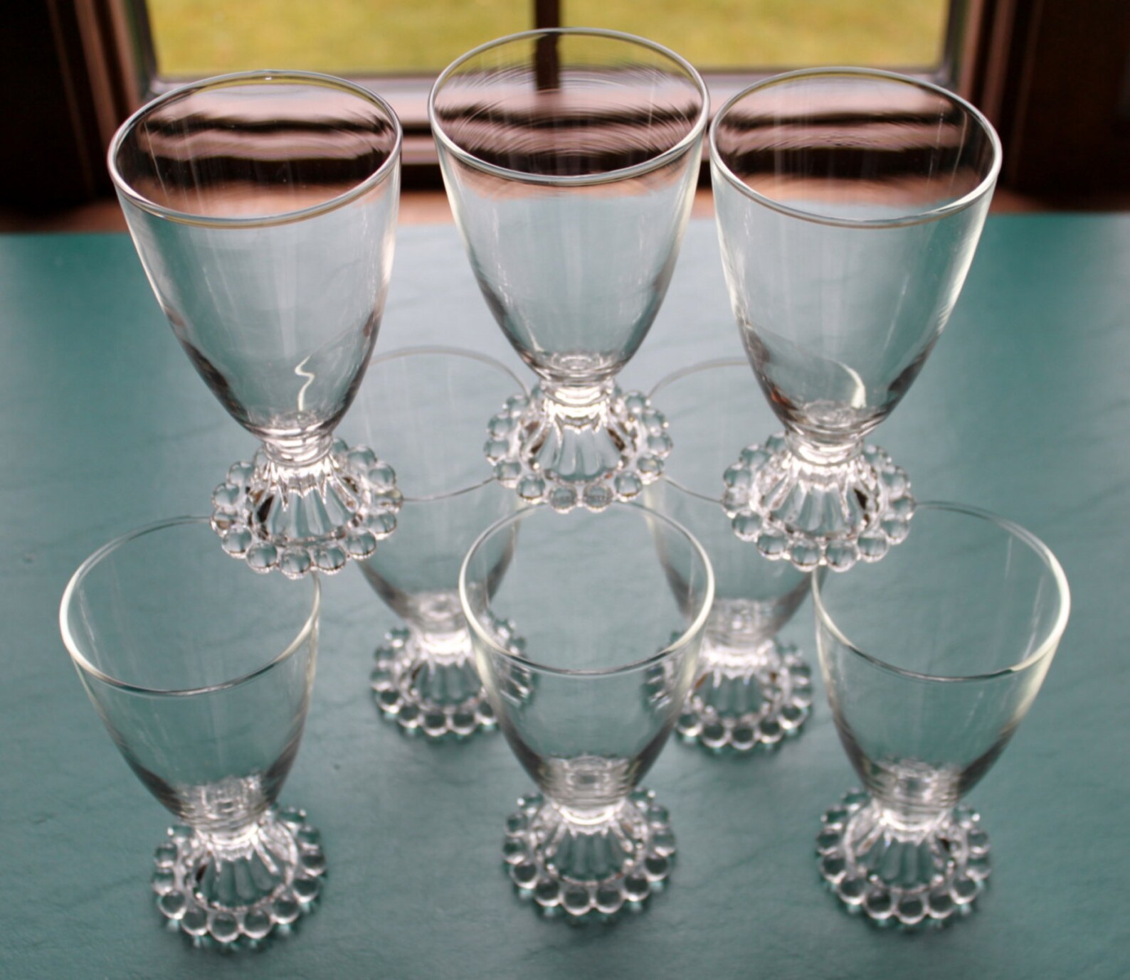 Anchor Hocking Drinking Glasses / Water Goblets Crystal Clear Boopie Berwick Bubble Depression ...