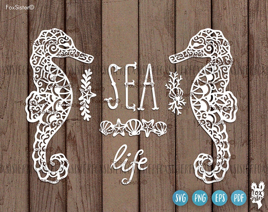 Seahorse Svg, Sea Life Cut File, Seahorse Clipart, Ocean Svg, Fish Svg ...