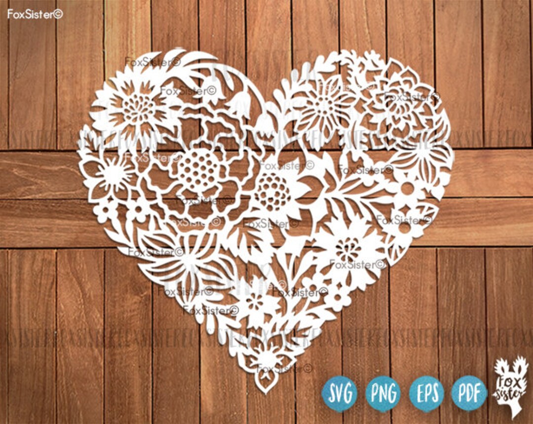 Big Heart Svg Cut File, Floral Heart Svg, Heart Svg, Hearts Svg, Love ...