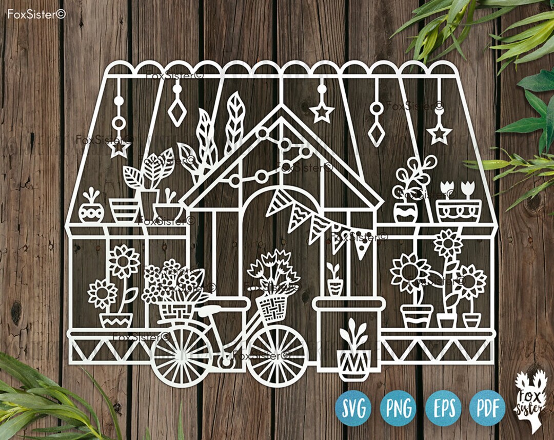 Greenhouse Svg Design for Cricut and Silhouette, Bicycle Svg, Gardening ...