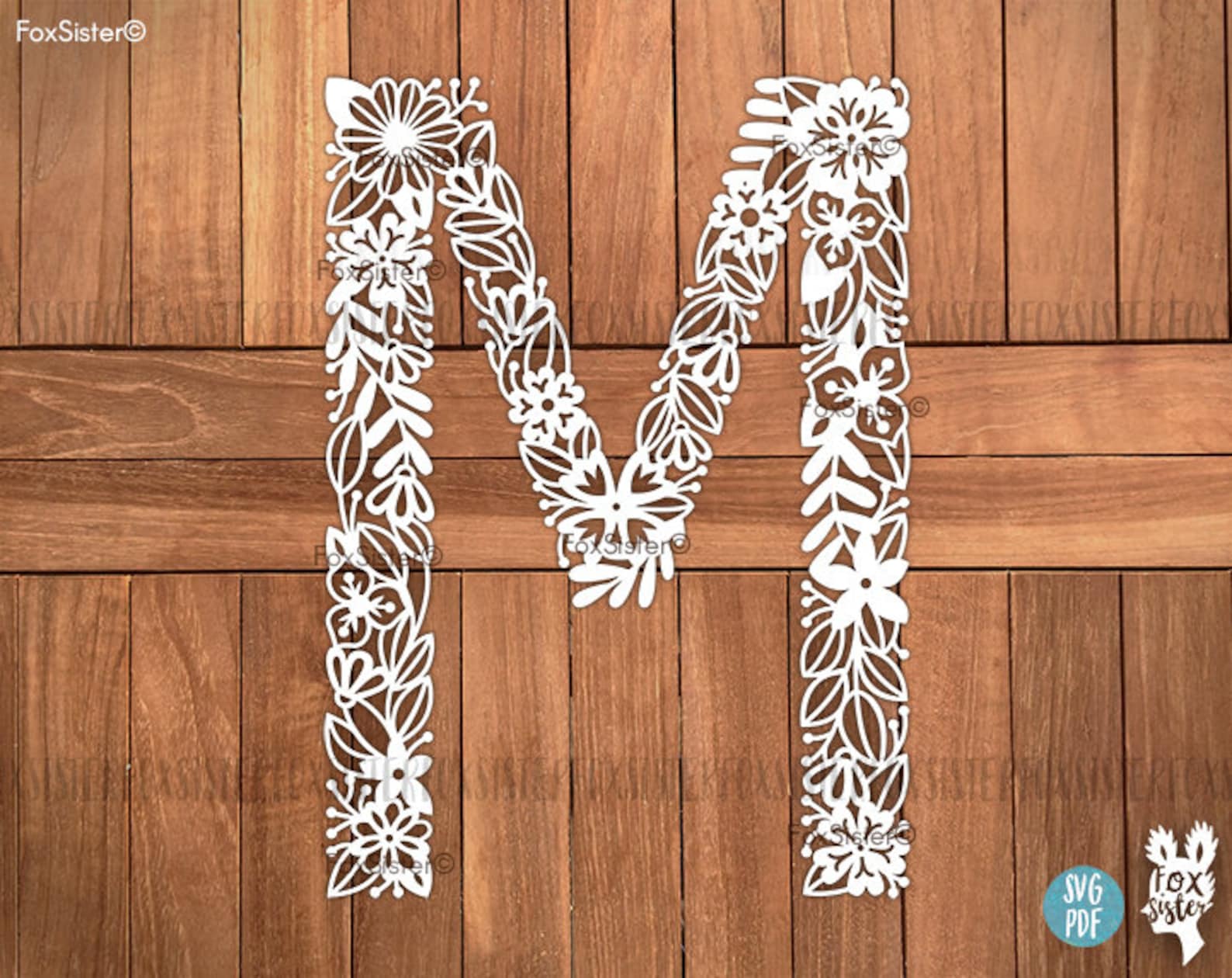Floral Letter M Svg, Floral Detailed Alphabet Svg Cut File, Floral ...