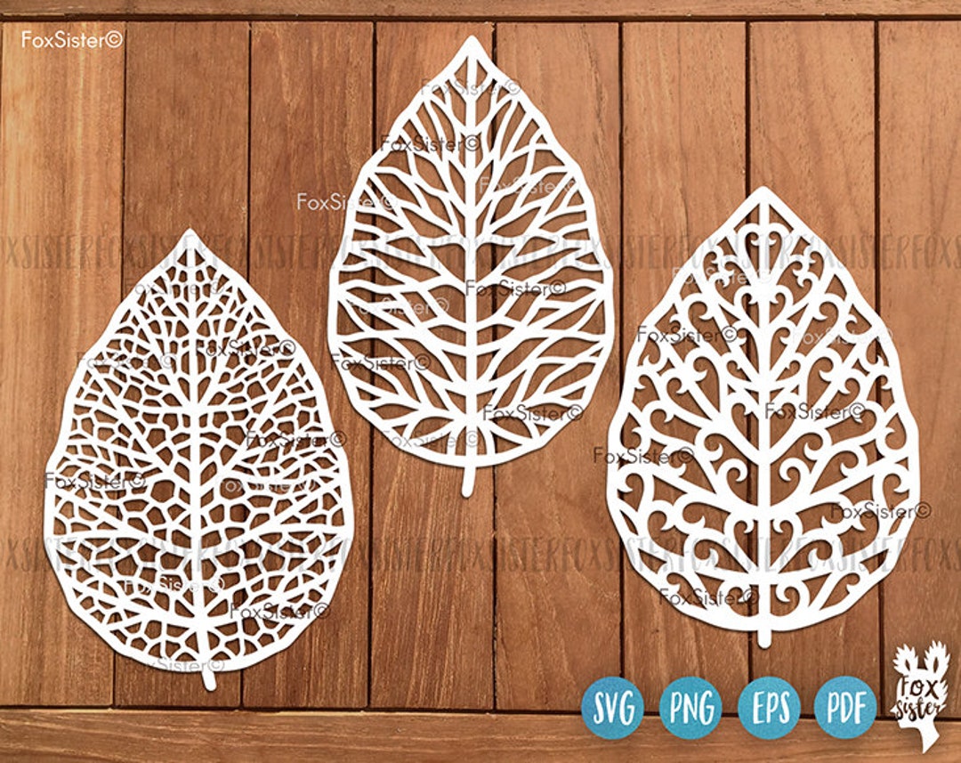 Leaves Svg SET 7, Leaf Svg Cut File 3 Leaf Designs, Leaves Cutting Svg ...